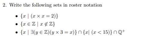 Solved 2 Write The Following Sets In Roster Notation