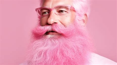 Premium Photo Cheerful Elderly Man With Pink Hair And Pink Beard On A