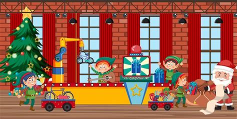 Premium Vector Elf And Santa Claus Preparing T For Christmas