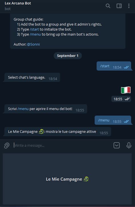 telegram bot implementing lex arcana using python telegram