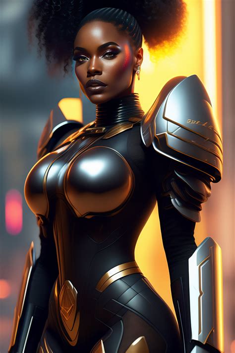 Lexica A Sexy Black Woman Realistic Scifi Cyberpunk Power Armor