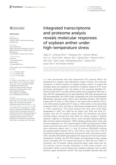 Pdf Integrated Transcriptome And Proteome Analysis Reveals Molecular