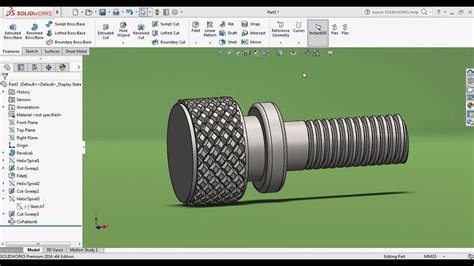 solidworks tutorial how to make knurling screw youtube