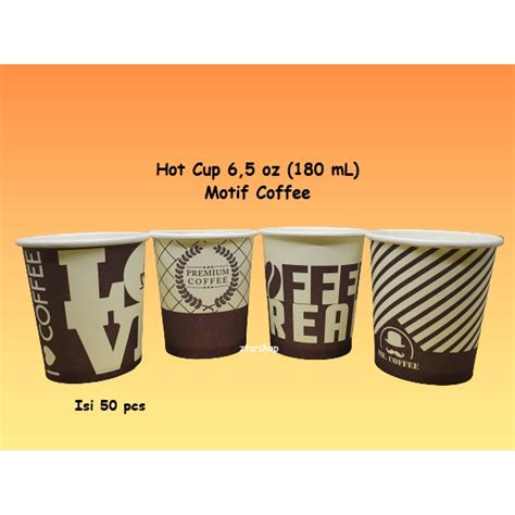 Jual Paper Hot Cup 6 5 Oz 180 Ml Hanya Body Motif Coffee Isi 50 Pcs