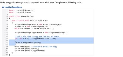 answered make a copy of an arraylist with an… bartleby