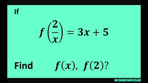 If F 2 X 3x 5 Find F X And F 2 Youtube