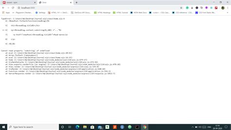 node js showing error of cannot read property substring of undefined