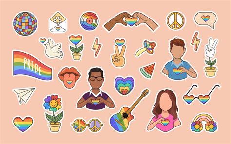 Lgbtq Set Symbols Of The Lgbt Pride Community Lgbt Stickers On Pink