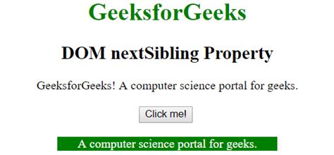 html dom nextsibling property geeksforgeeks