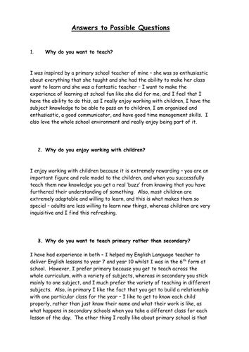 interview question and answer bank pgce by trillions teaching