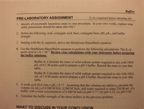 solved buffers pre laboratory assignment to be completed