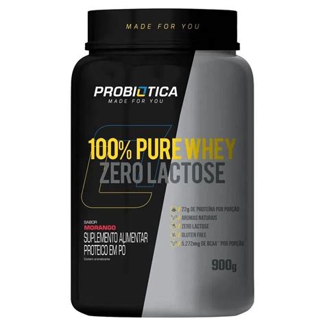 Kit 3x 100 Pure Whey Zero Lactose Morango 900g Probiótica Otimanutri
