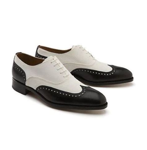 Handmade Men Black And White Wingtip Shoes Mens Dress Rebelsmarket