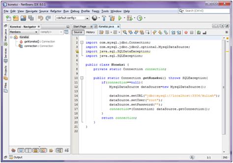membuat koneksi java a6statik