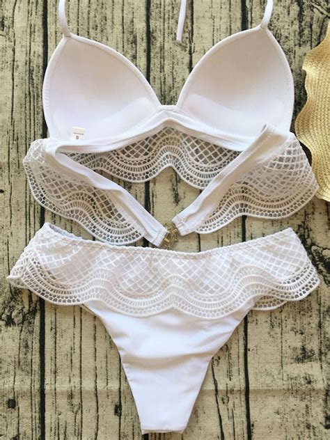 Weißen Bikini Badeanzug 2023 Halfter Niedrige Taille Frauen Strand