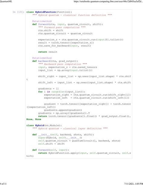 hybrid quantum classical neural networks with pytorch and qiskit