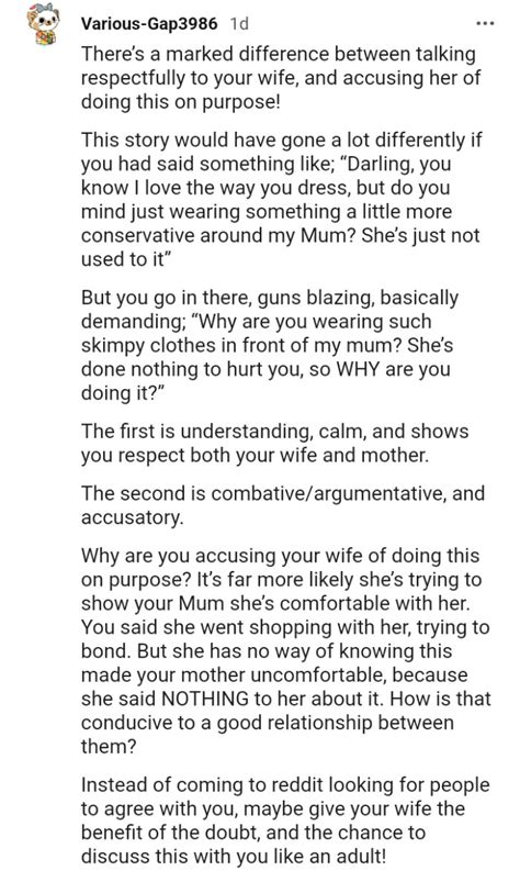 Man Asks His Wife To Stop Wearing Revealing Clothes In Front Of His Mom