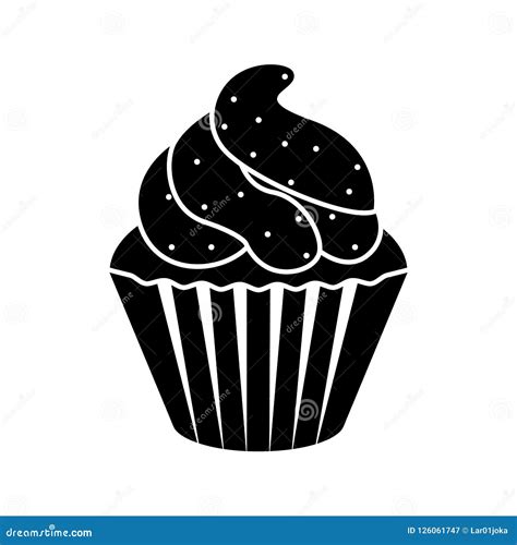 Isolated Cupcake Silhouette Icon Stock Vector Illustration Of Cream