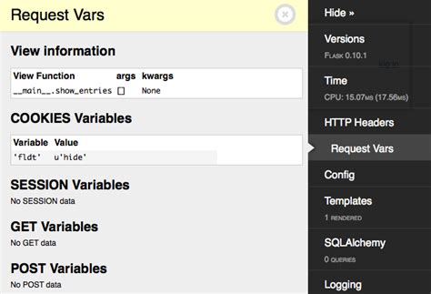 内置的 panels — flask debugtoolbar 0 10 0 documentation