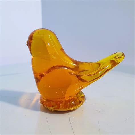 Golden Canary Art Glass Canary Blown Glass Bird Paperweight Etsy