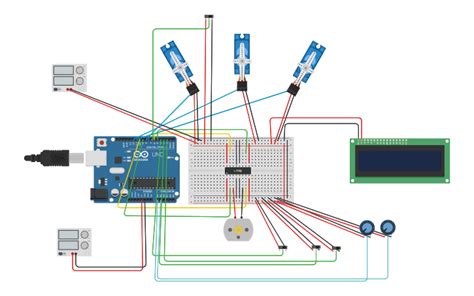 circuit design test l293d servomoteur tinkercad