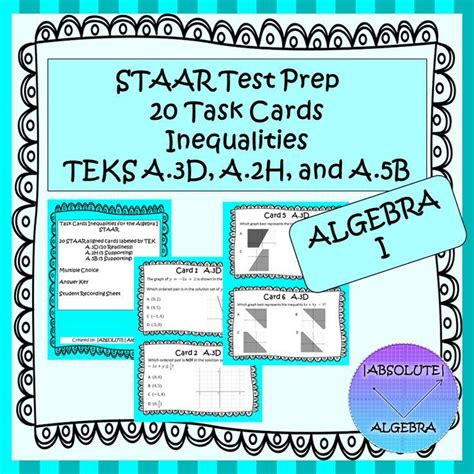 Staar Eoc Algebra 1 Task Cards A 3d A 2h And A 5b Inequalities Math