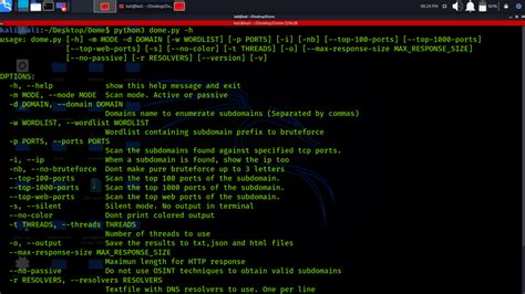 dome python script to obtain subdomains and search for open ports