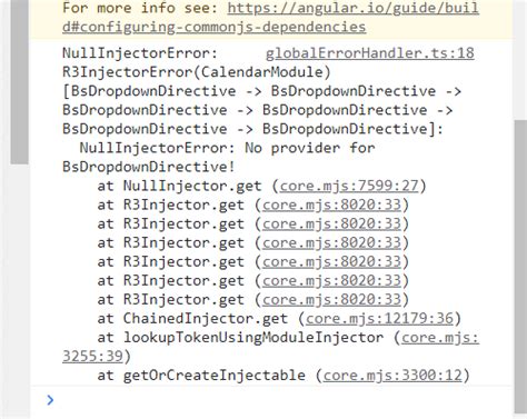 javascript nullinjectionerror r3injectorerror calendarmodule