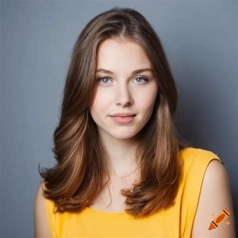 Portrait Of A Slim Swedish Blonde Young Woman With Blue Eyes And