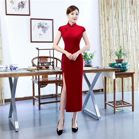 Buy Red Cheongsam Sleeveless Chinese Traditional