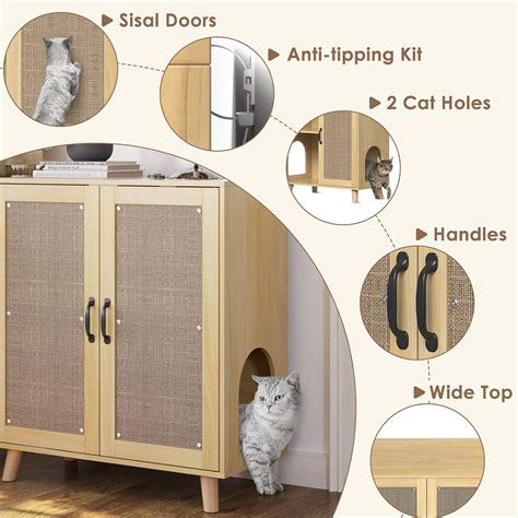 Lovinouse Cat Litter Box Enclosure Furniture Wooden Cat Washroom With