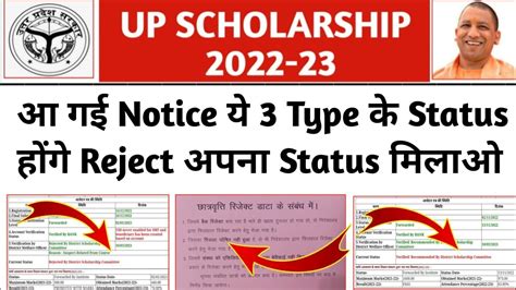 Up Scholarship Status Reject Notice Up Scholarship Kab Tak Aayega 2022