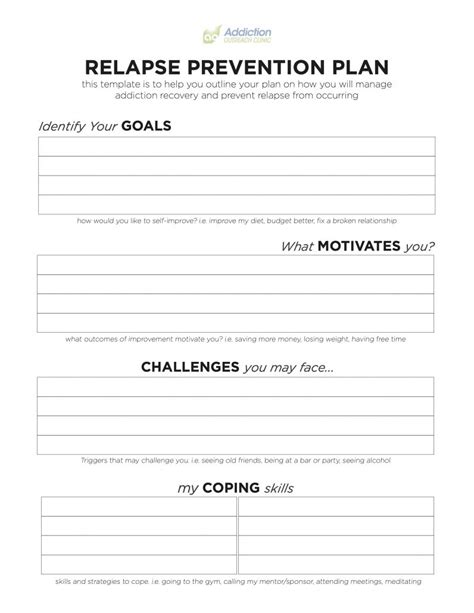 Relapse Prevention Plan Template [pdf]