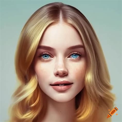 Beautiful Young Woman Shoulder Length Honey Blonde Hair Shy Smile