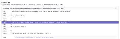 syntax error unexpected end of file expecting function t function