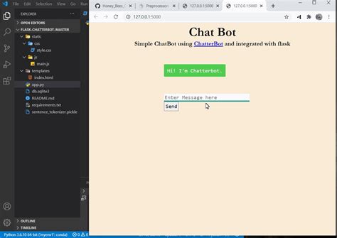 chatbot creation using chatterbot and integrated with flask by