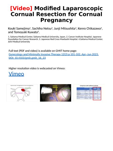 Pdf Modified Laparoscopic Cornual Resection For Cornual Pregnancy