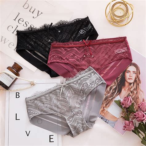Sexy Lace Ice Silk Panties Womens Bowknot Underwear Seamless Female