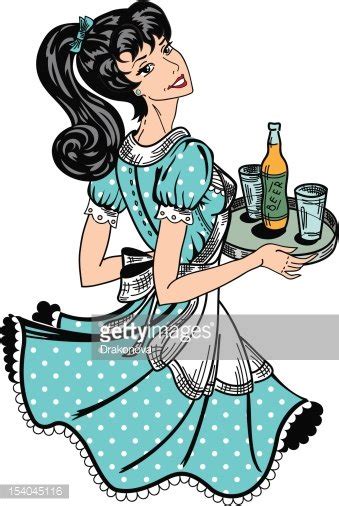 Retro Pin Up Waitress With Beer Order Stock Clipart Royalty Free