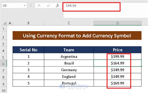 how to add currency symbol in excel 6 ways exceldemy
