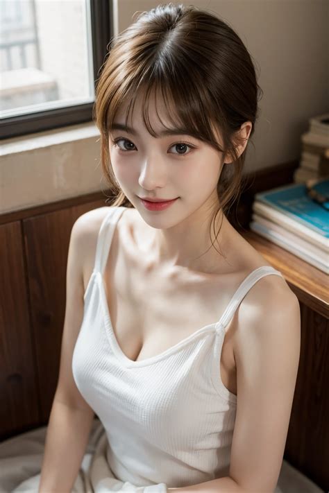 窓の横のベッドに座っている白いドレスを着た女性 Seaart Ai