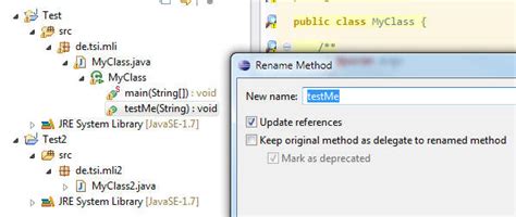java eclipse renaming function on projects with dependencies stack