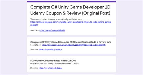 complete c unity game developer 2d udemy coupon and review original post