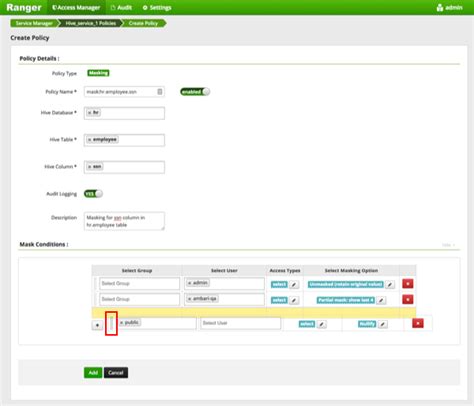 dynamic column masking in hive with ranger policies hortonworks data