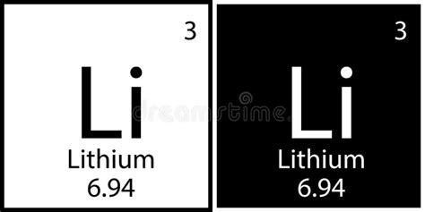 Lithium Sign Black And White Chemical Element Mendeleev Table