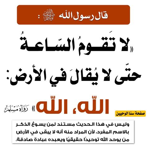 حديث لا تقوم الساعة حتى لا يقال في الأرض الله، الله رواه مسلم