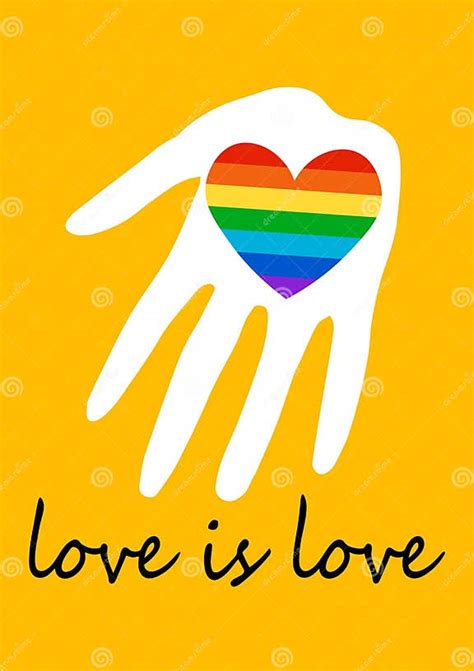 Poster With Rainbow Heart In Hand Lgbt Rights Concept Love Is Love