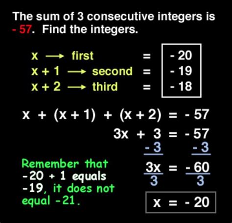 find three consecutive integers whose sum is 57