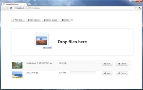 asp multiple file upload with drag and drop and progress bar using