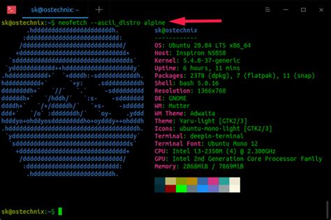 neofetch display linux system information in terminal ostechnix